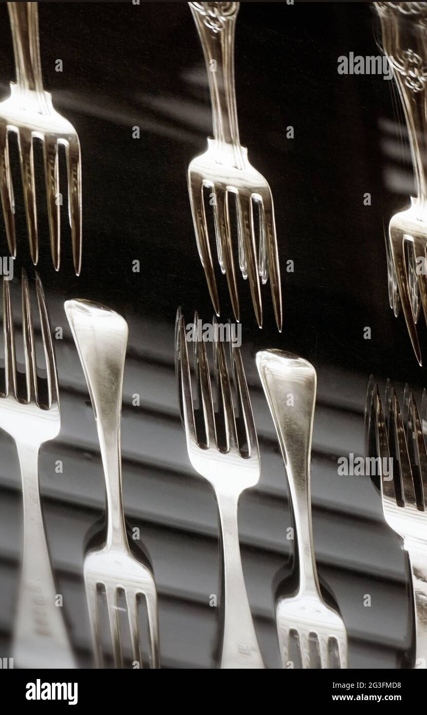 solid antique silver cutlery Stock Photo - Alamy
