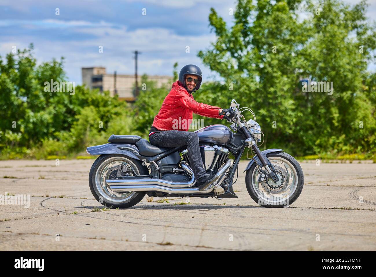 a nice man on a Chopper motorcycle Stock Photo - Alamy