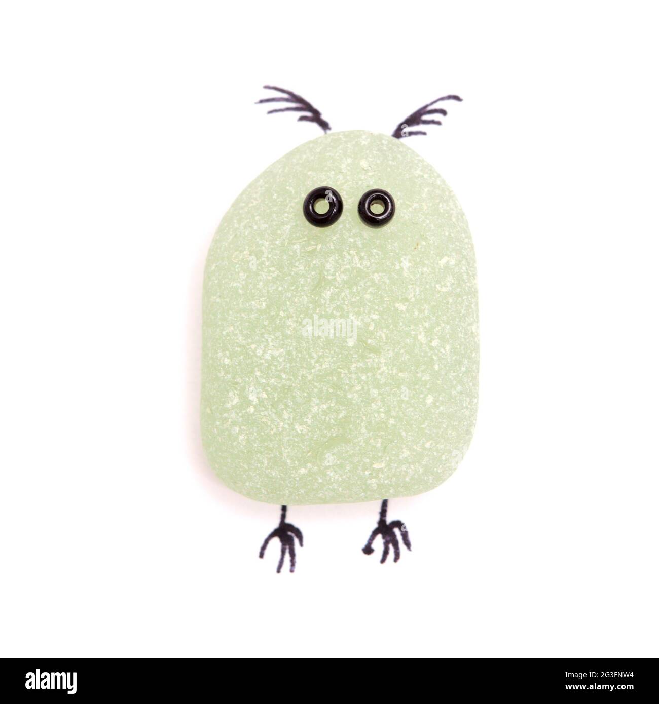 funny little birds made of a piece of seaglass, with sketchily drawn ...