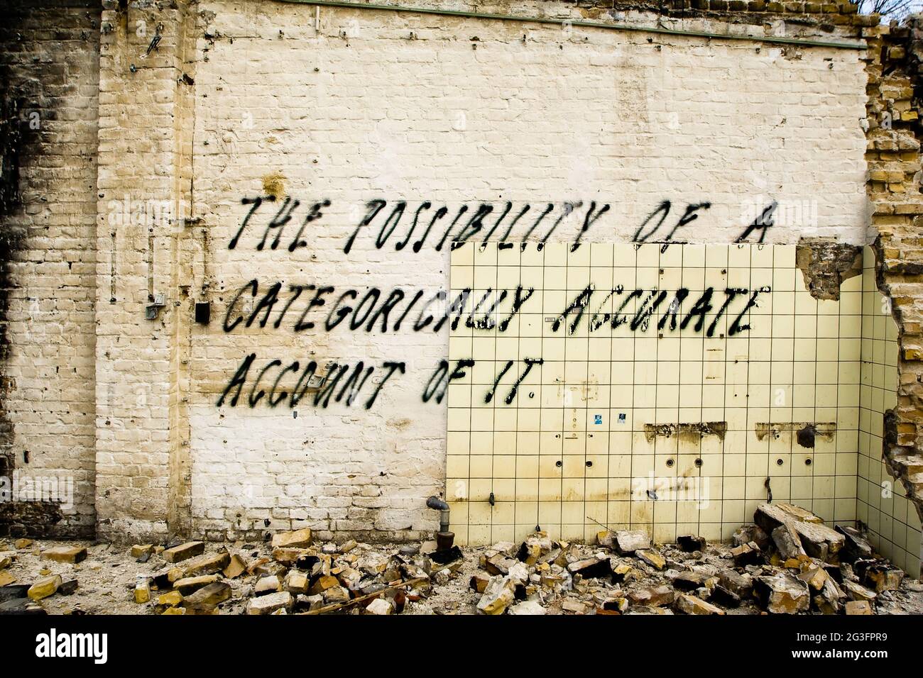 Ruin, demolition, message Stock Photo - Alamy