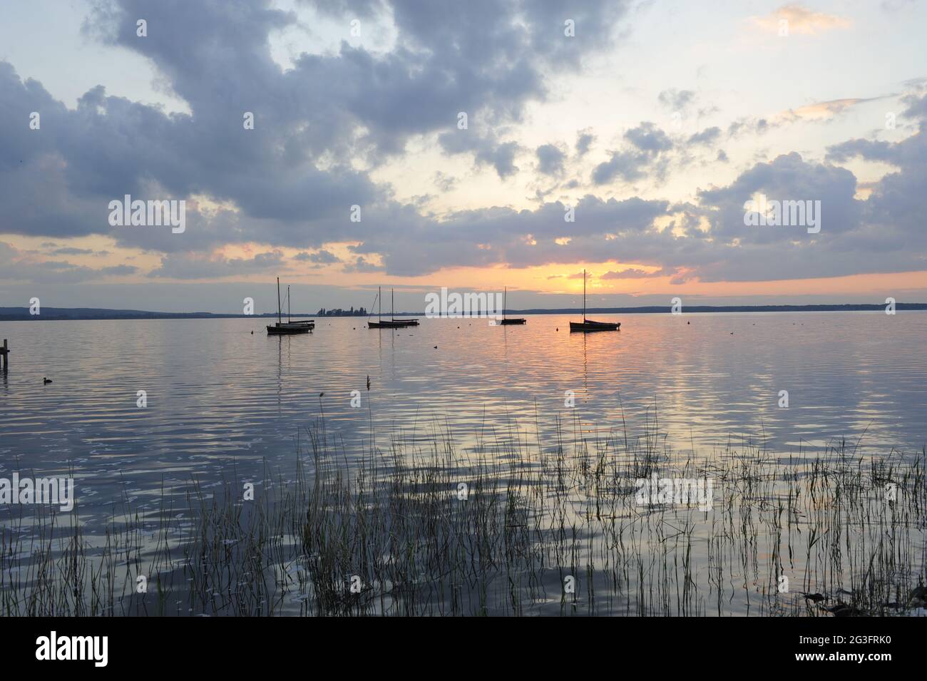 Sunset at Wilhelmstein,Steinhude am Meer Stock Photo - Alamy