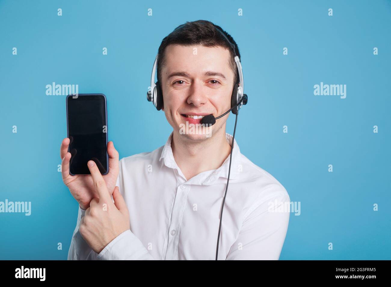 Call center headset man hi-res stock photography and images - Alamy