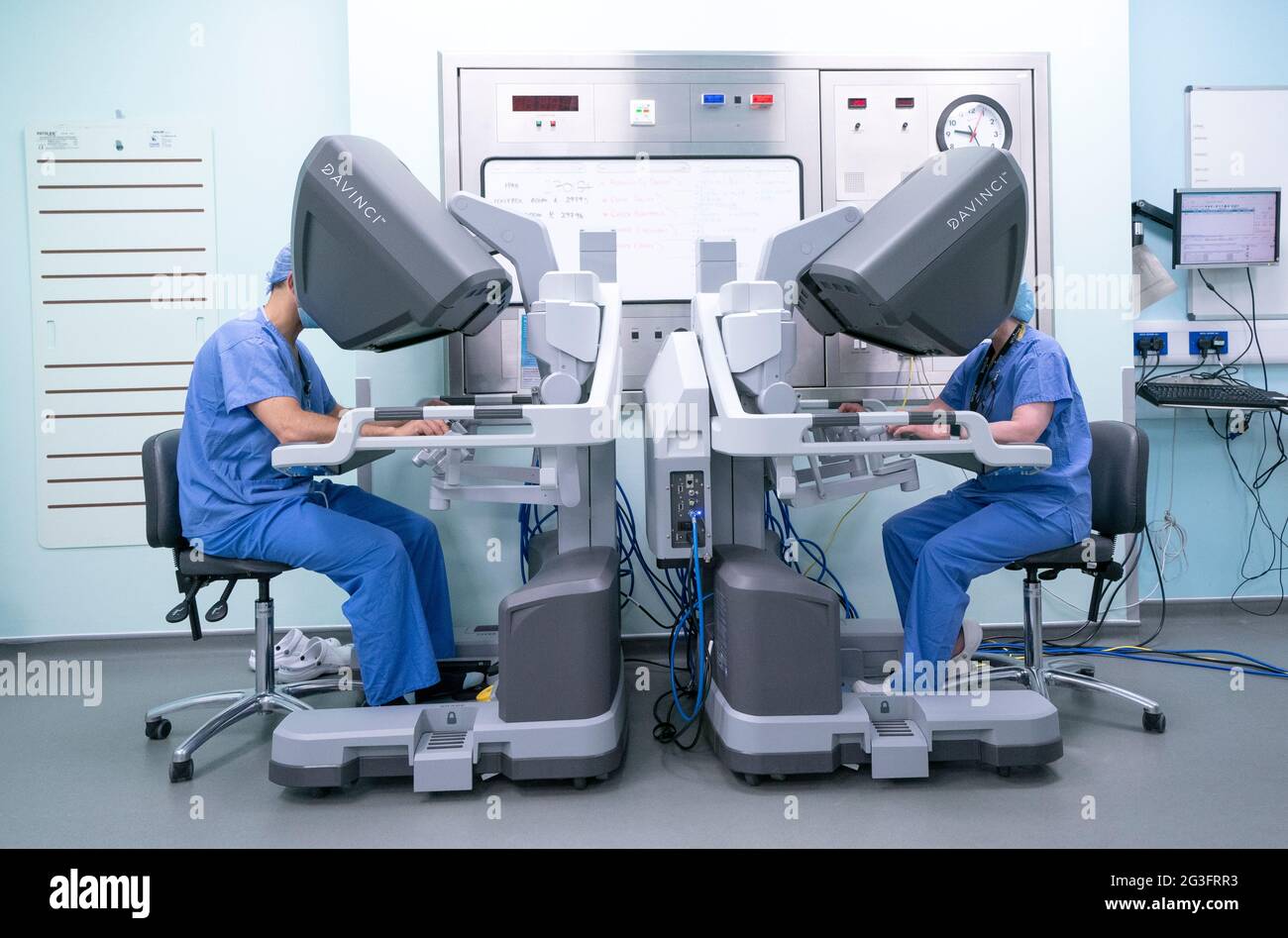 Surgeon operates the surgical robot at Glasgow Royal Infirmary where ...