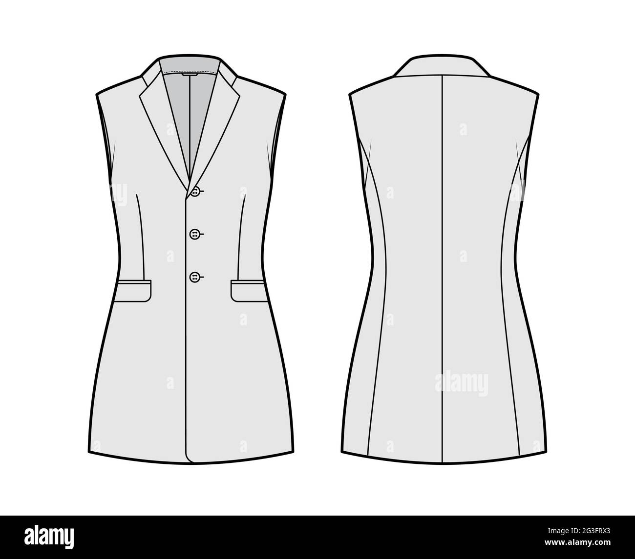 Sleeveless jacket lapelled vest waistcoat technical fashion ...