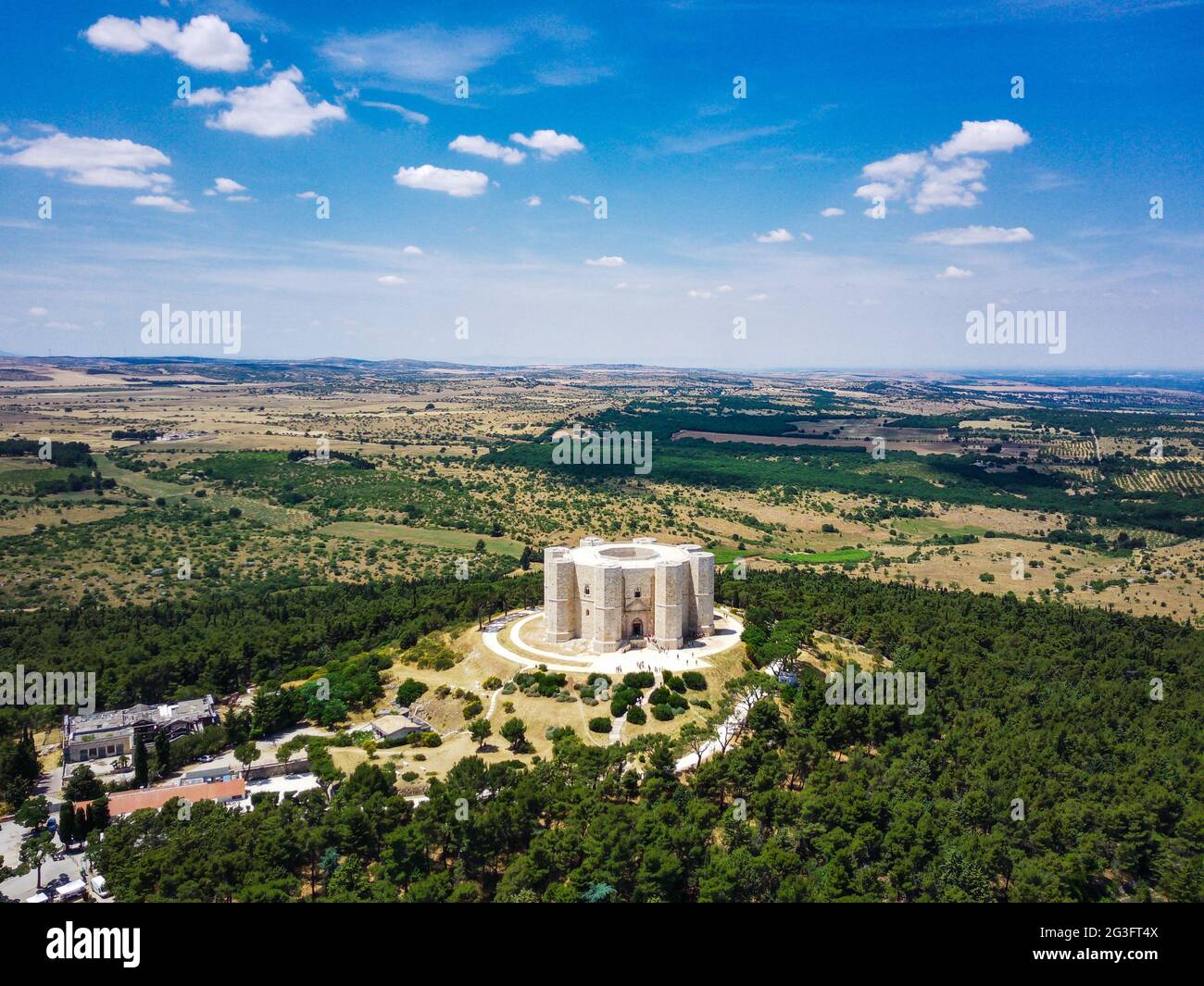 Castel del Monte aerial view, unesco heritage from above, Apulia Stock ...