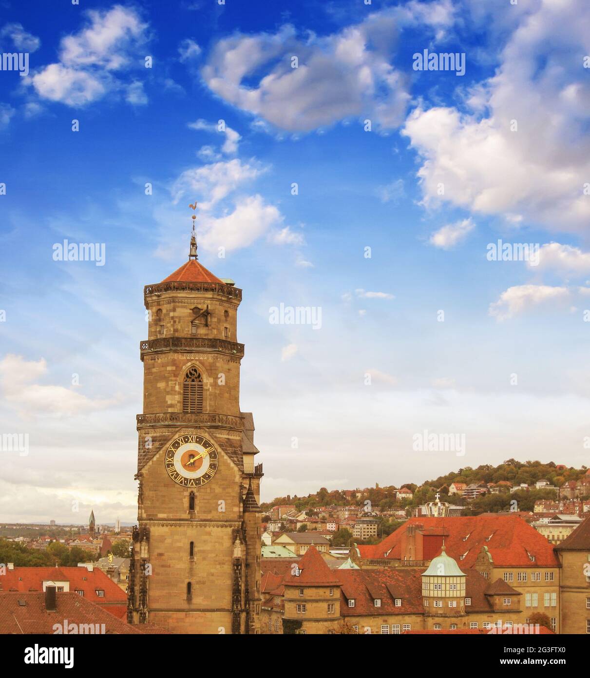 Wonderful sky colors above Stuttgart skyline, Germany Stock Photo - Alamy