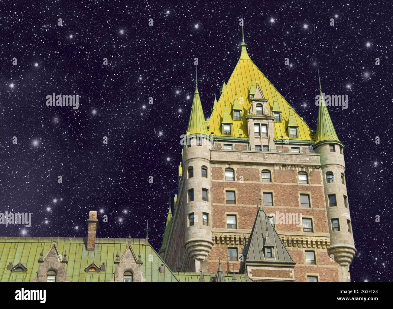 Quebec City Castle, Canada. Beautiful sky over Chateau de Frontenac ...