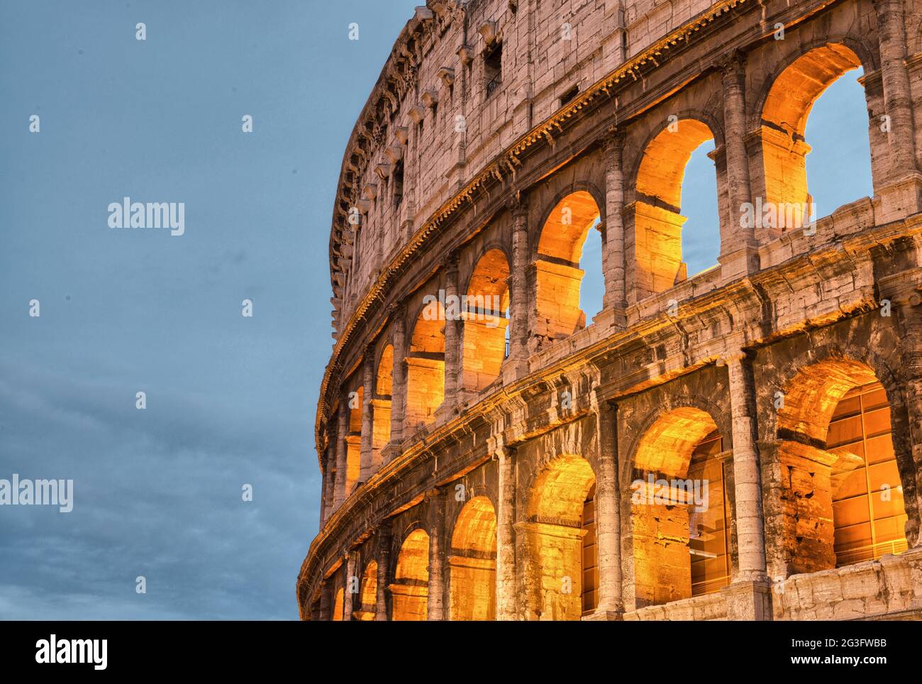 Rome, Italy. Wonderful sunset colors shining on Ancient Colosseum. Il ...