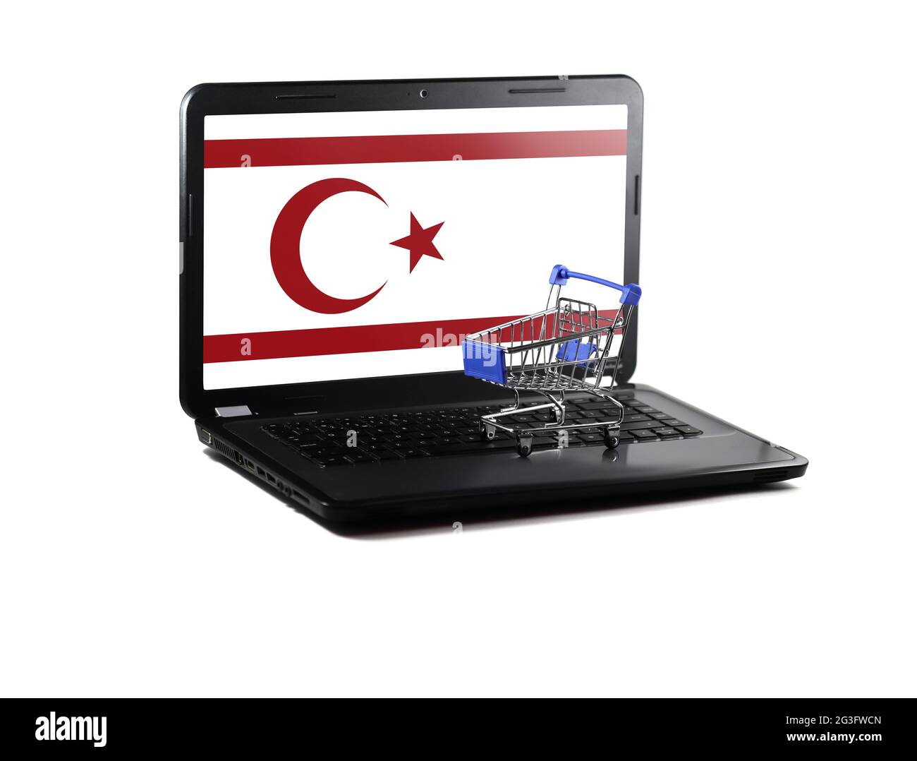 Isolated on white background laptop with Turkish Republic of Northern ...