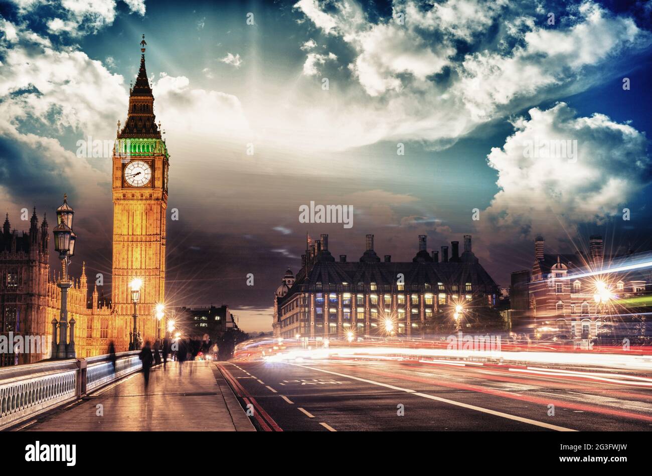 Beautiful colors of Big Ben from Westminster Bridge at Sunset - London ...