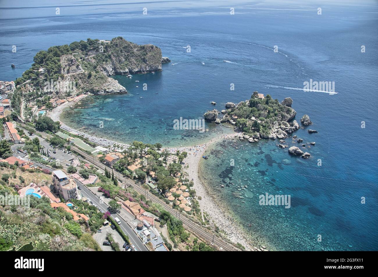 Panoramic view of the city of taormina hi-res stock photography and ...