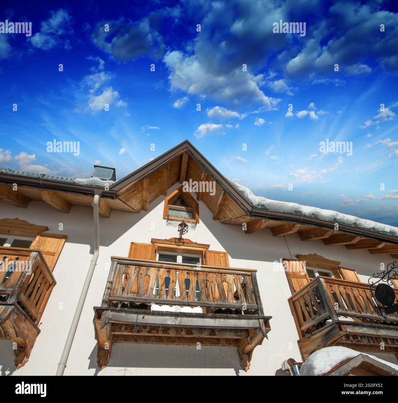 Detail of a mountain refuge in Italian Dolomites - Cottage in the Alps ...