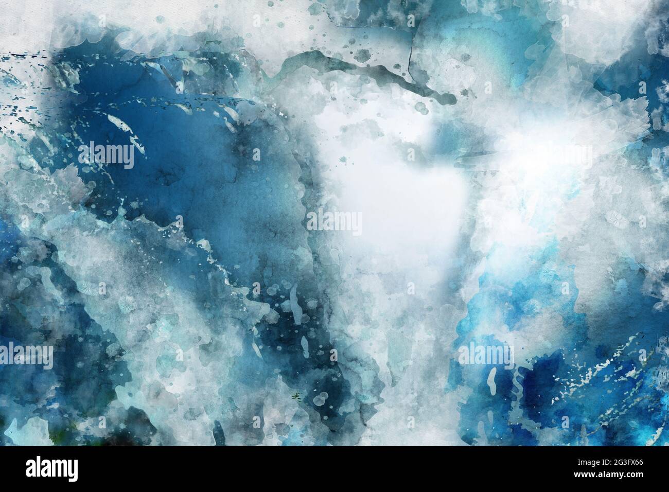 Abstract electric blue planet surface watercolor background. Artistic ...