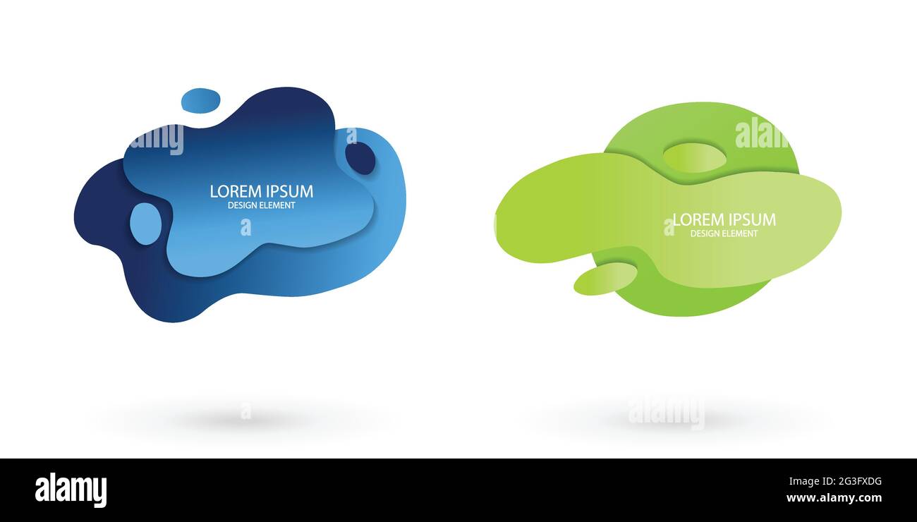 Fluid frame isolated on white background. Set of abstract liquid shapes ...