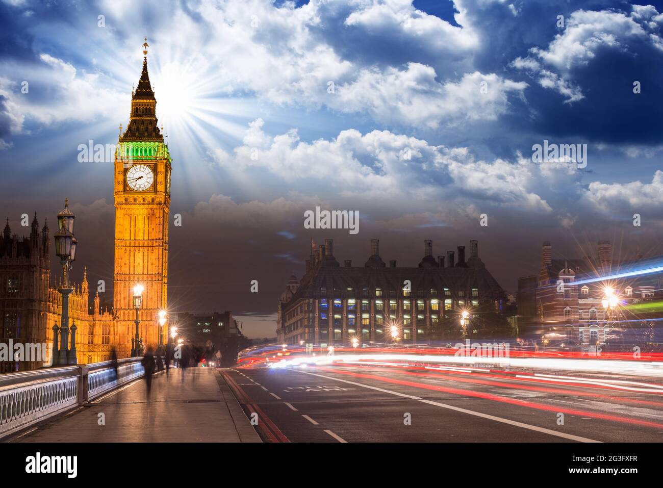 Beautiful colors of Big Ben from Westminster Bridge at Sunset - London ...