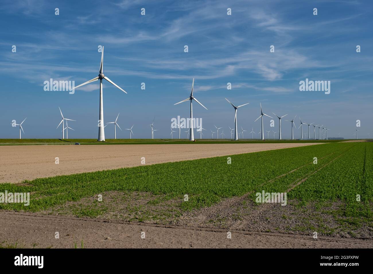 Wind turbine from an aerial view, Drone view at windpark a windmill ...