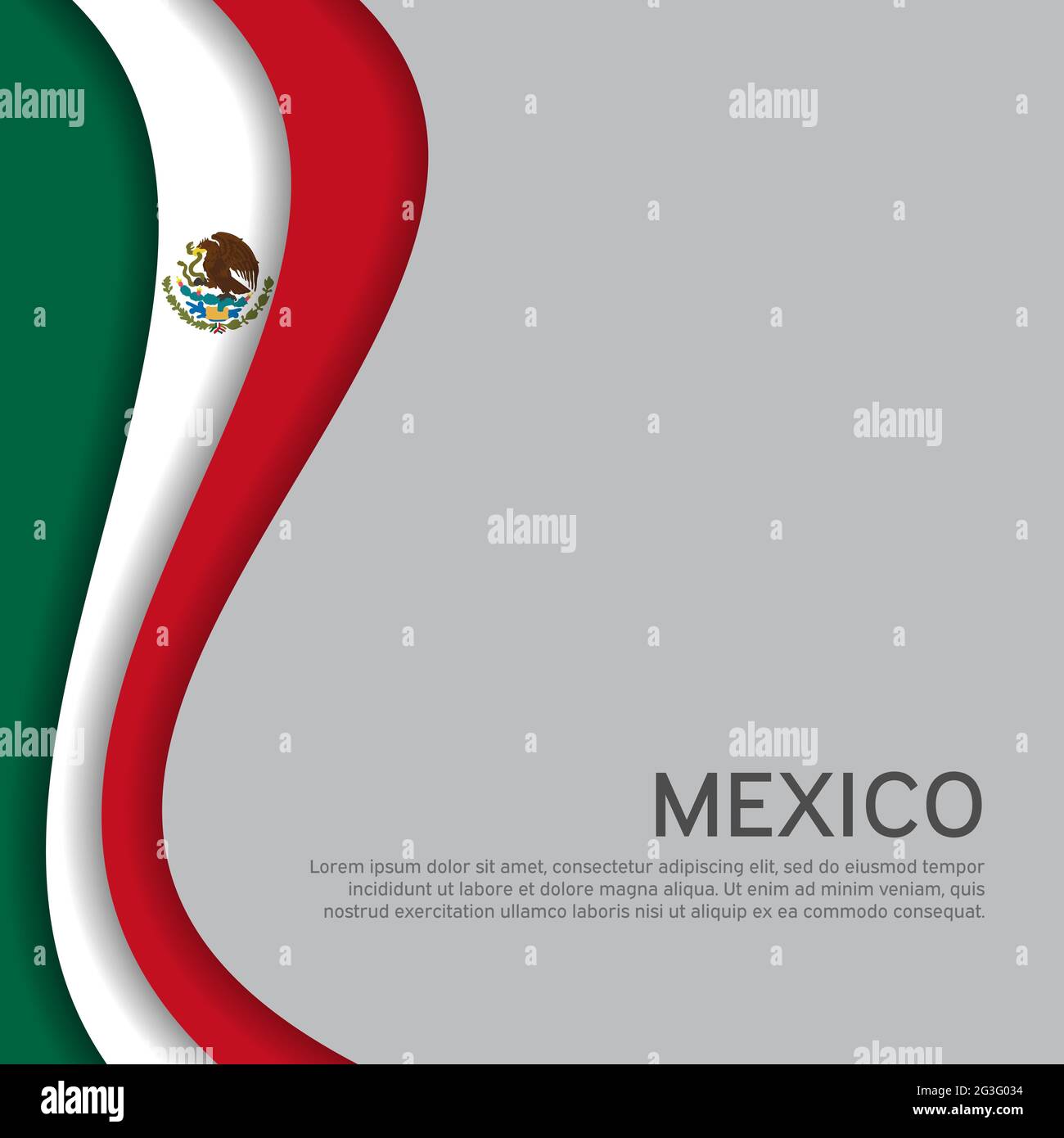 Abstract waving mexico flag. Paper cut style. Creative background in ...