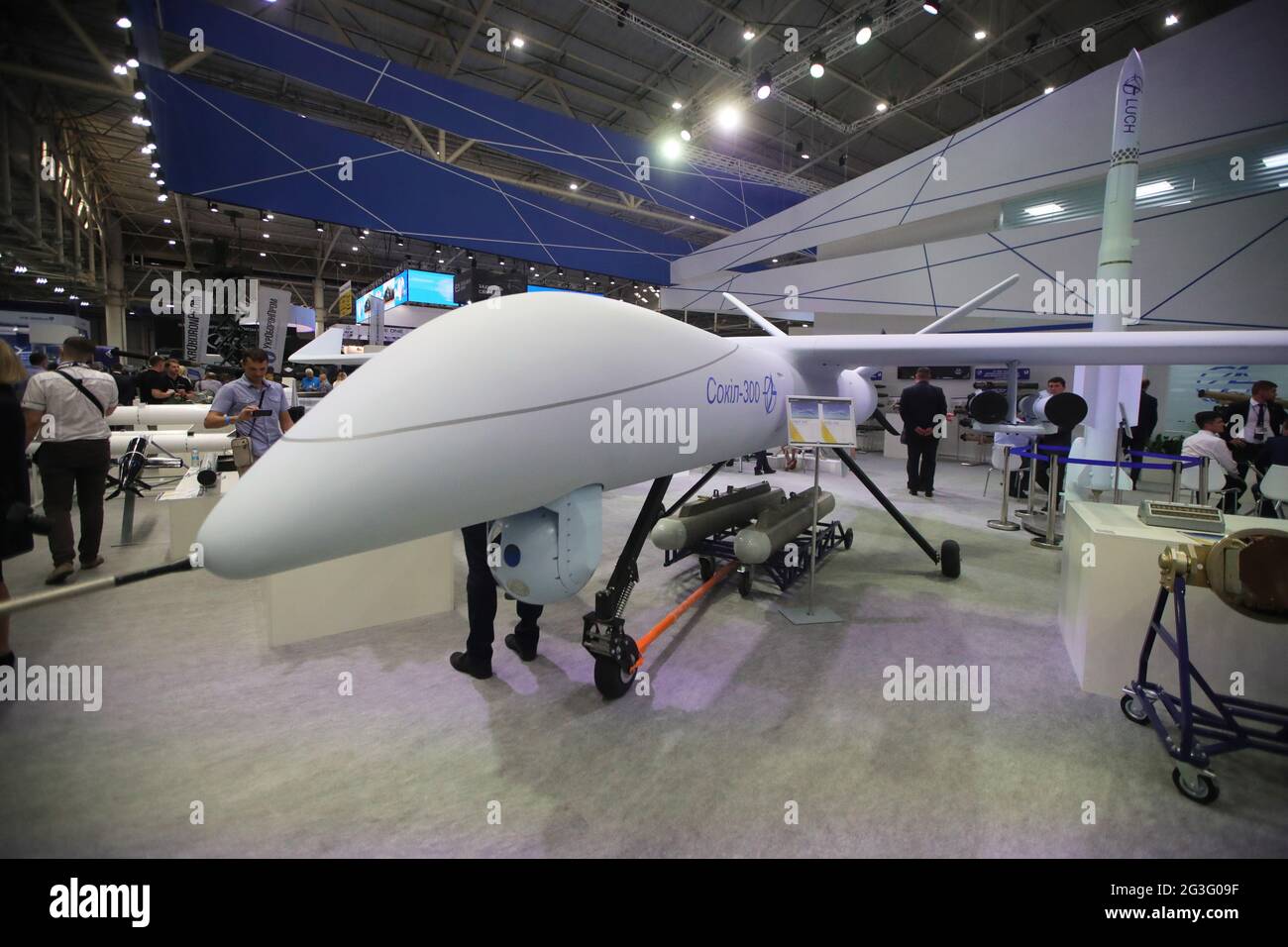 KYIV, UKRAINE - JUNE 15, 2021 - Falcon-300 Unmanned Aircraft Complex is ...