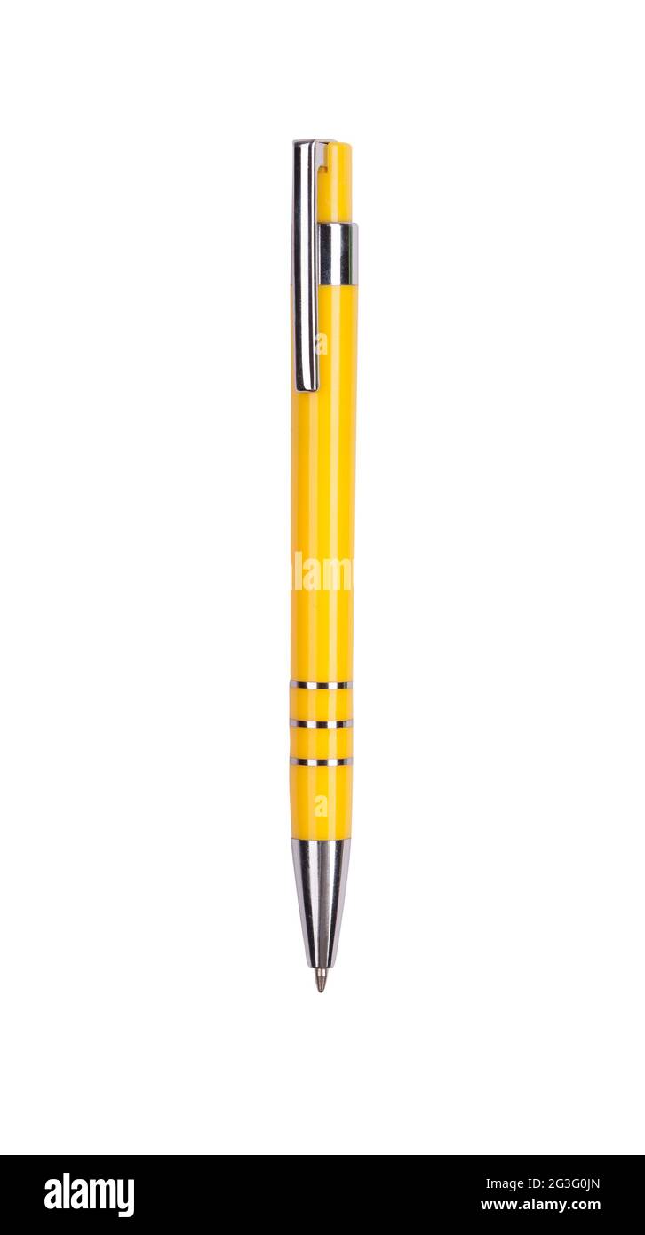 Yellow pen isolated on white Stock Photo - Alamy