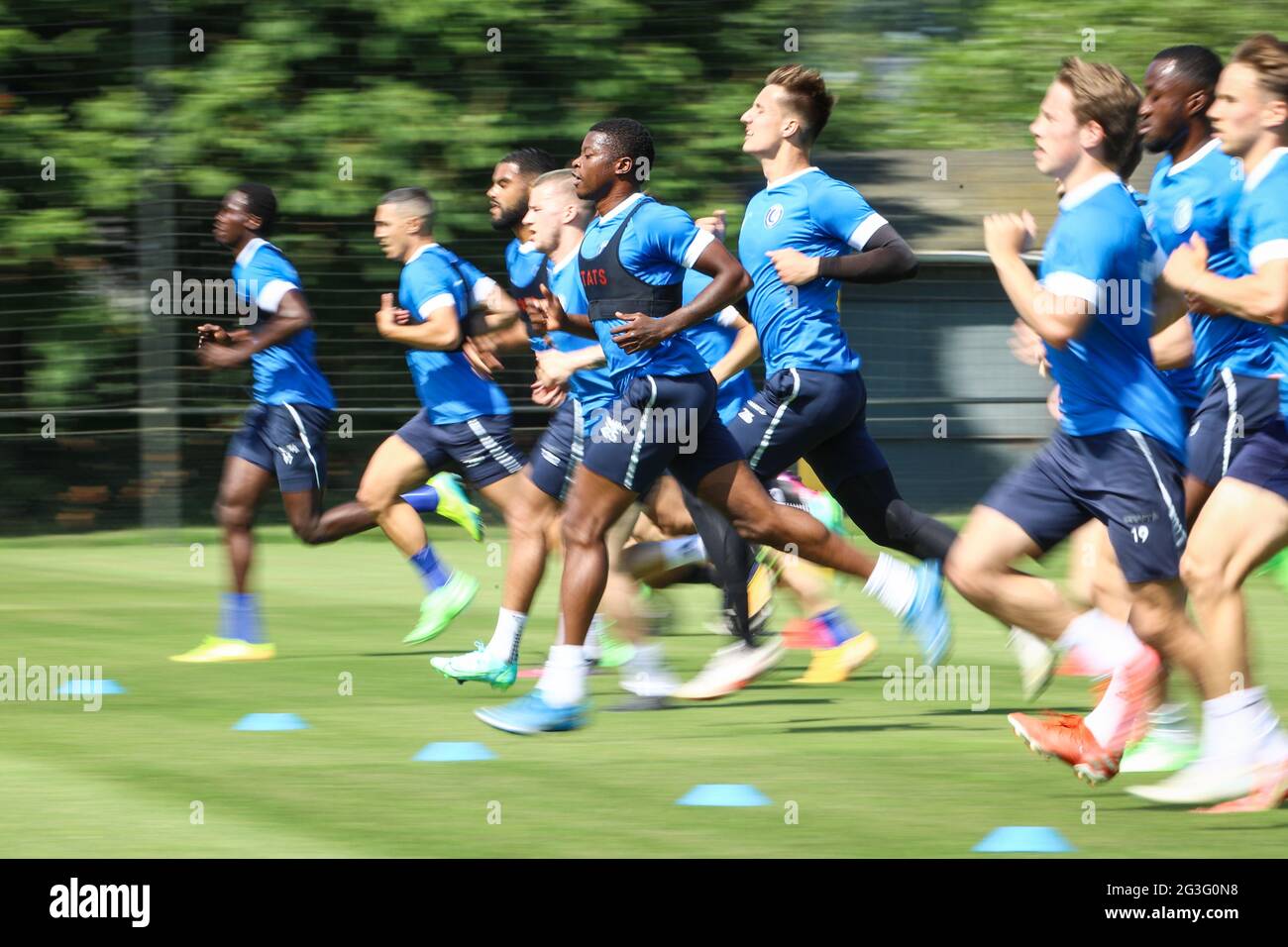 Gent's players pictured in action during the first training session of ...