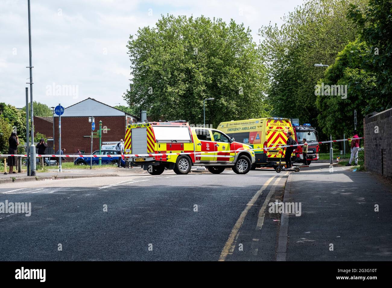 Emergency services block off road due to accident involving overturned ...