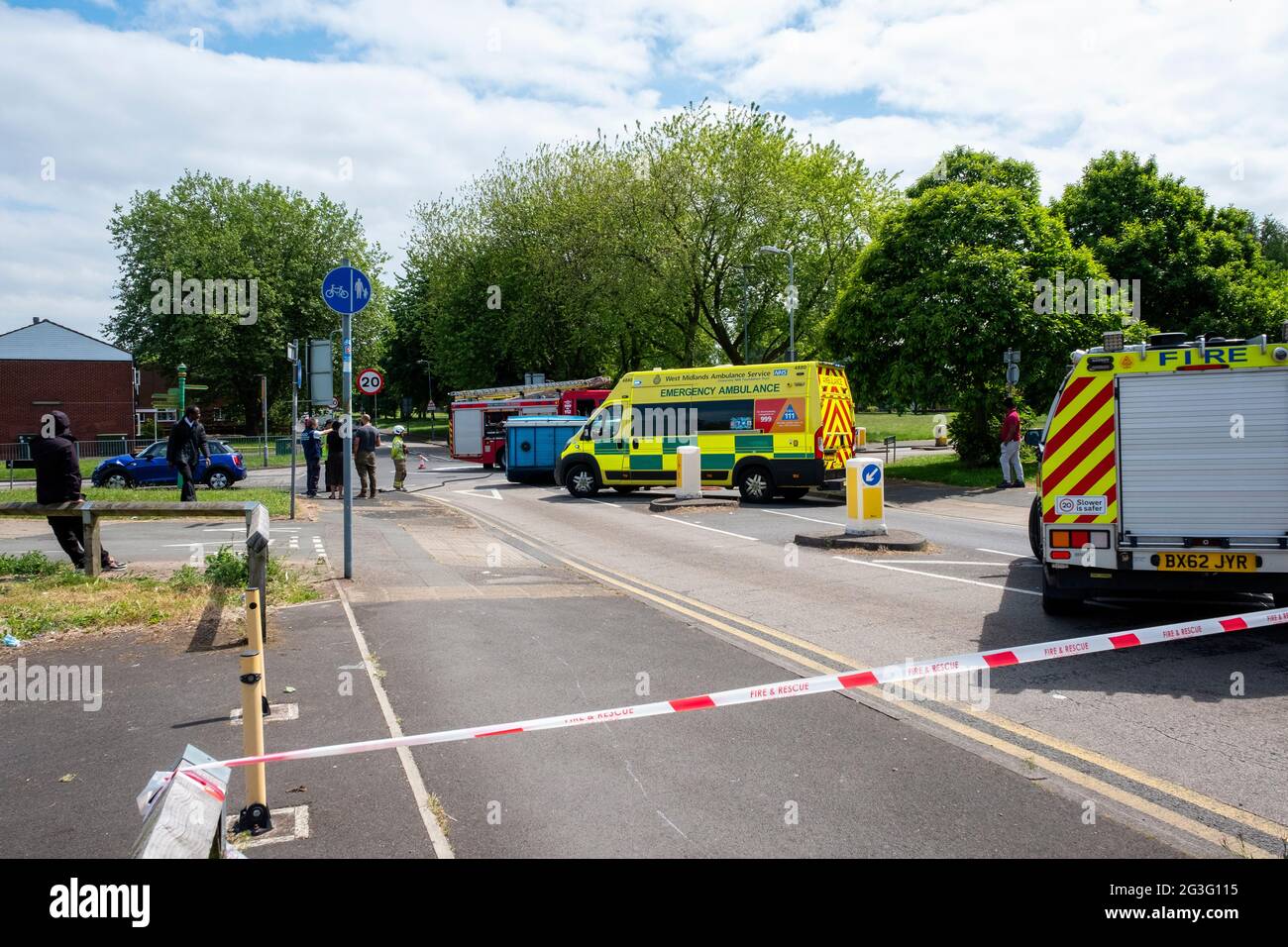Emergency services block off road due to accident involving overturned ...