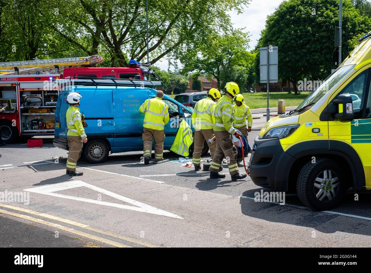 Emergency services block off road due to accident involving overturned ...