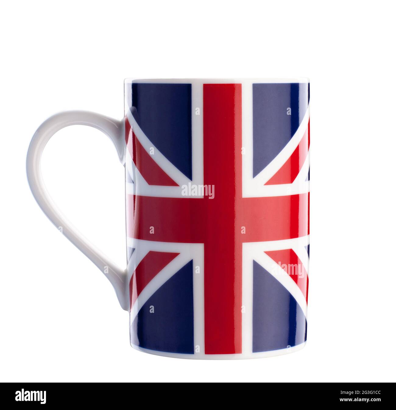 British flag cup isolated with path on white Stock Photo - Alamy