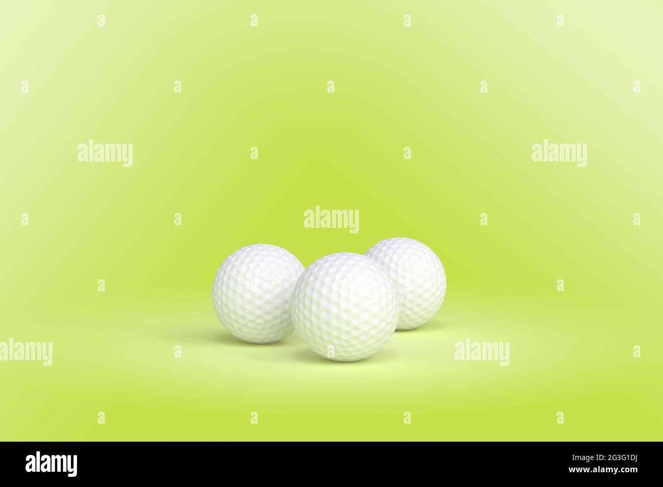 3 golf balls with red flag on green background - 3D rendering Stock ...