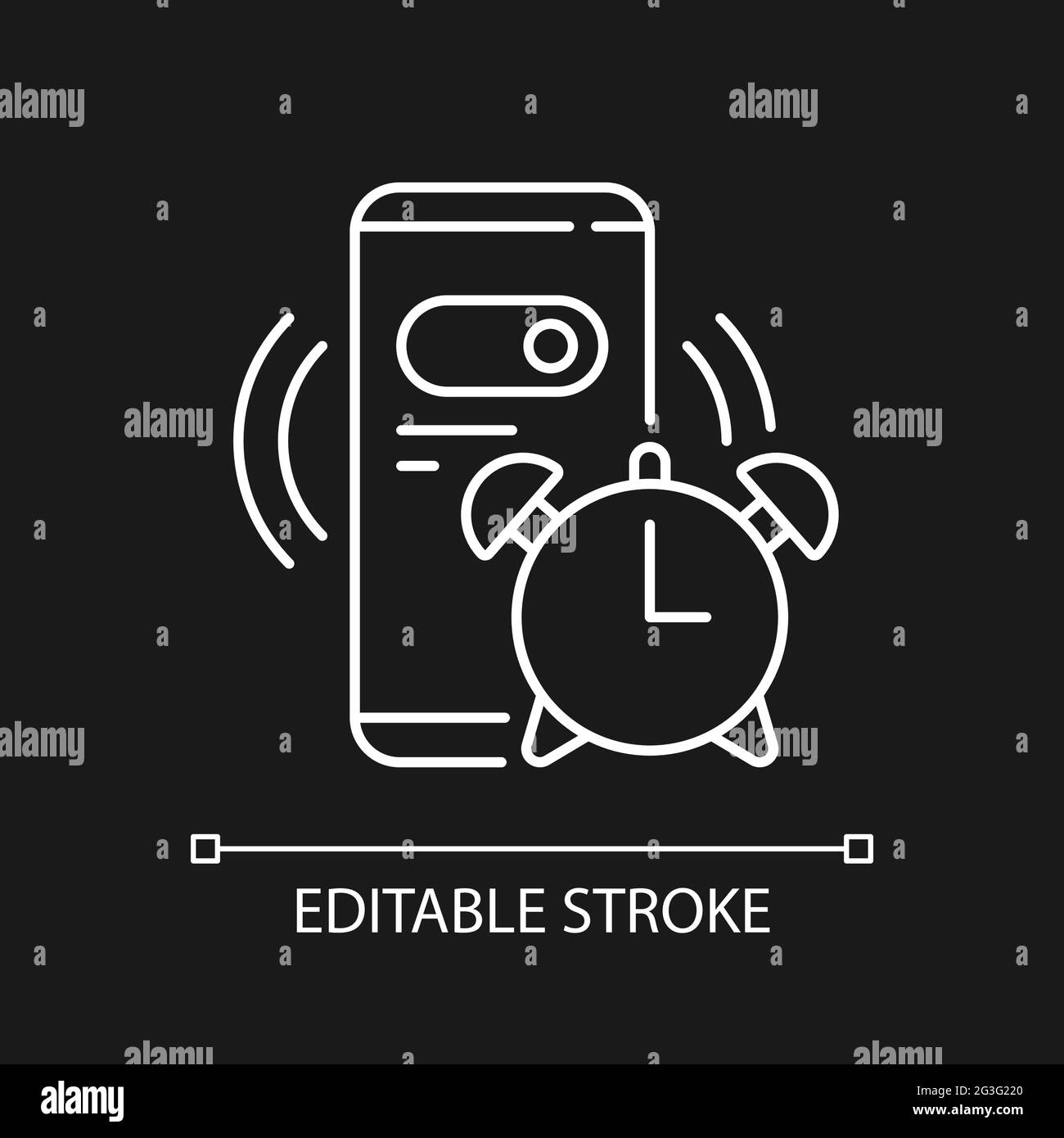 Alarm clock white linear icon for dark theme Stock Vector Image & Art ...