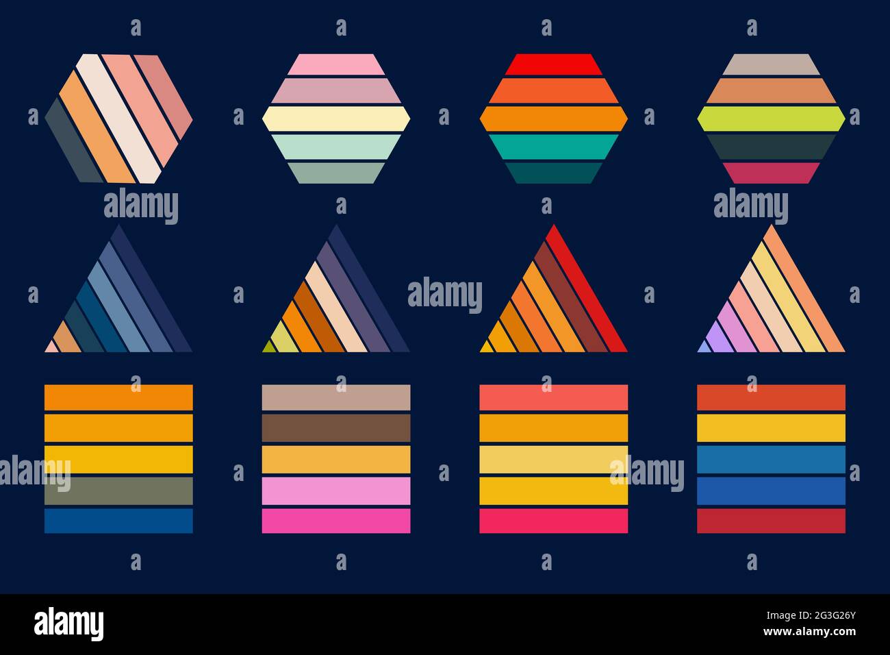 Retro sunset. Vintage sun collection in the style of the 70s Stock ...