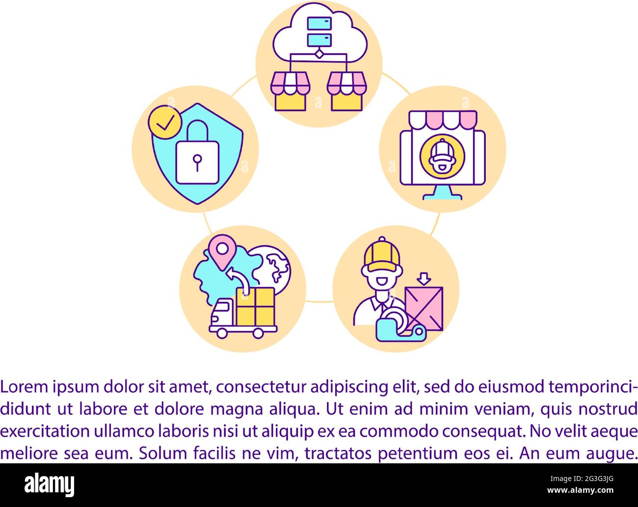 Third party seller sends the product concept line icons with text Stock ...