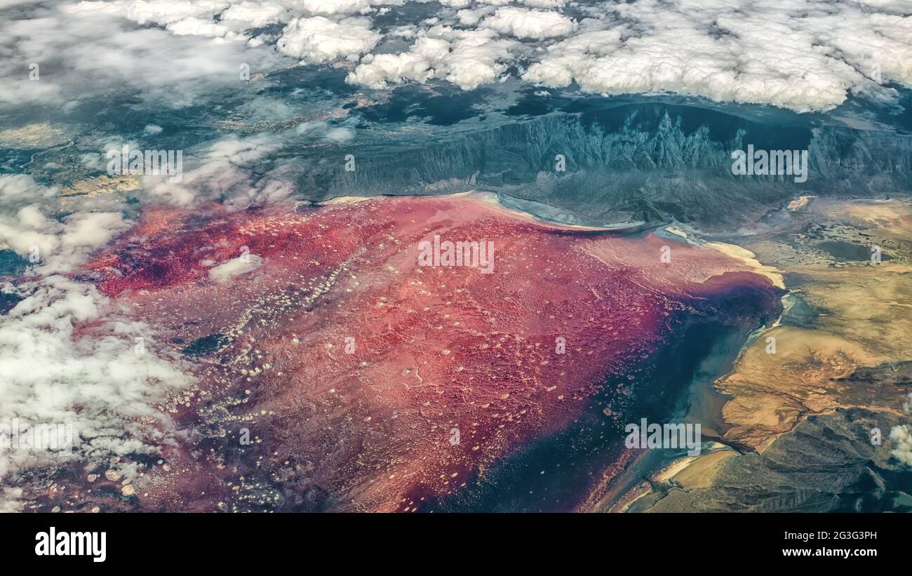 Aerial view of lake natron hi-res stock photography and images - Alamy