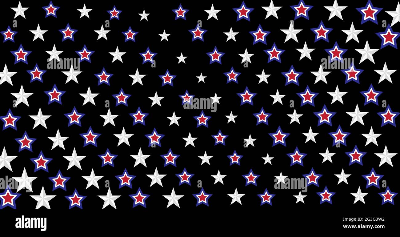 Composition of white and red, white and blue stars in rows filling ...