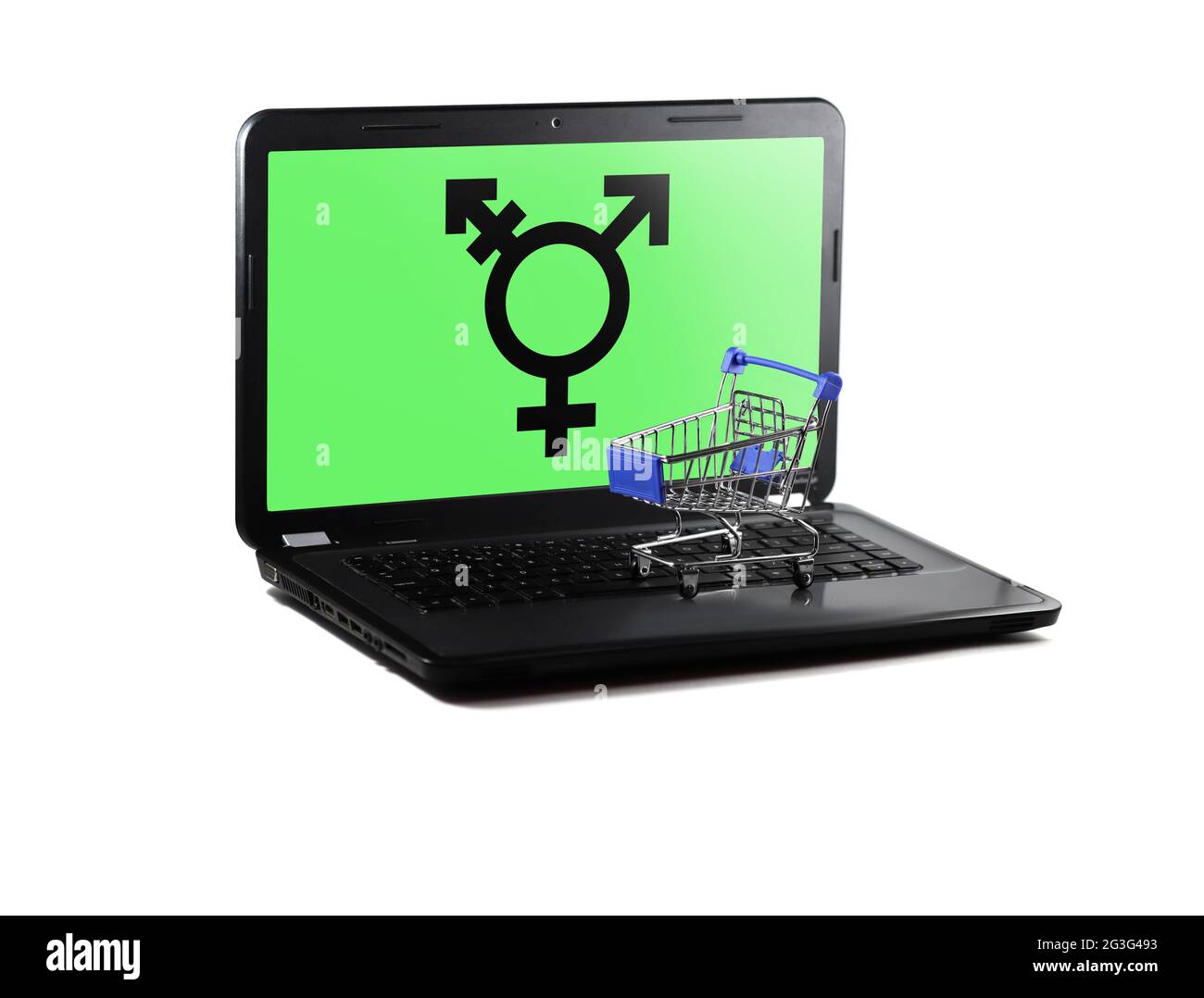 Isolated on white background laptop with Israeli Transgender flag on ...