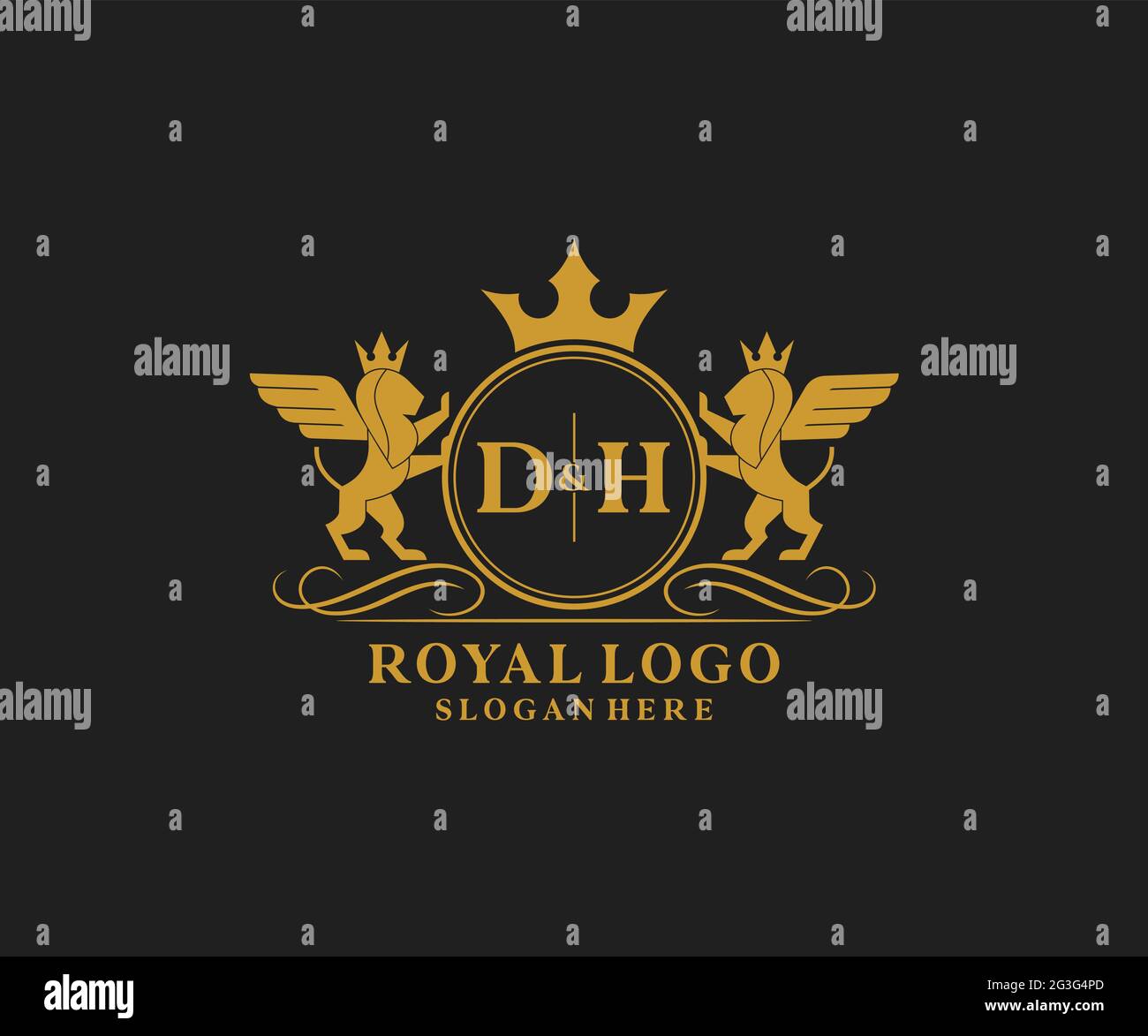 DH Letter Lion Royal Luxury Heraldic,Crest Logo template in vector art ...