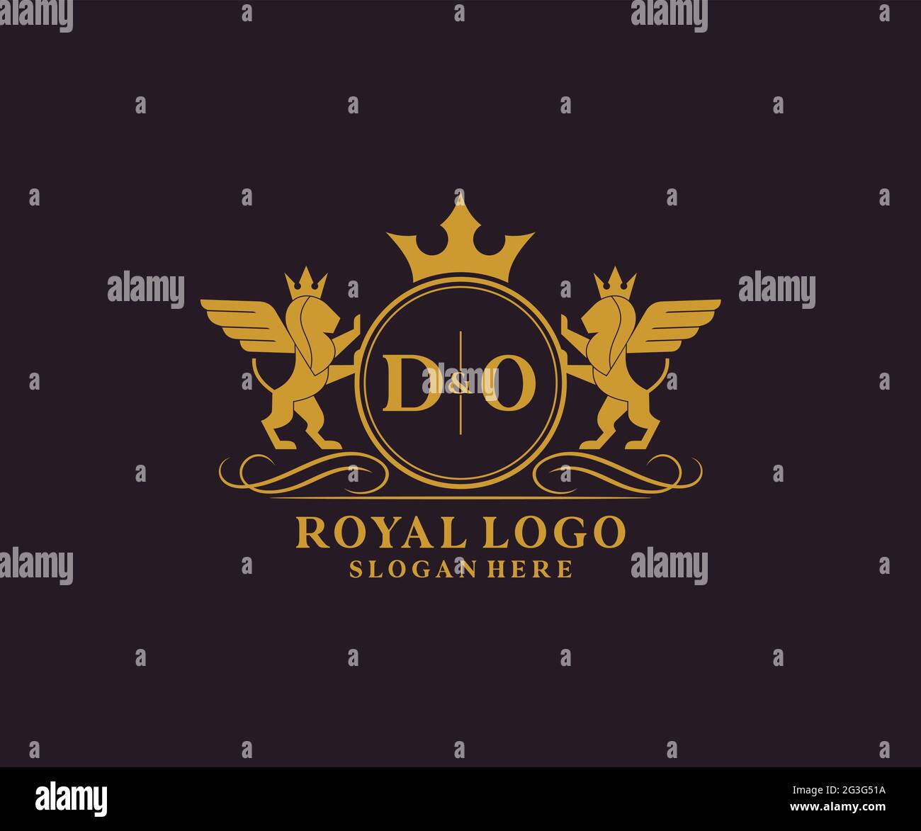DO Letter Lion Royal Luxury Heraldic,Crest Logo template in vector art ...