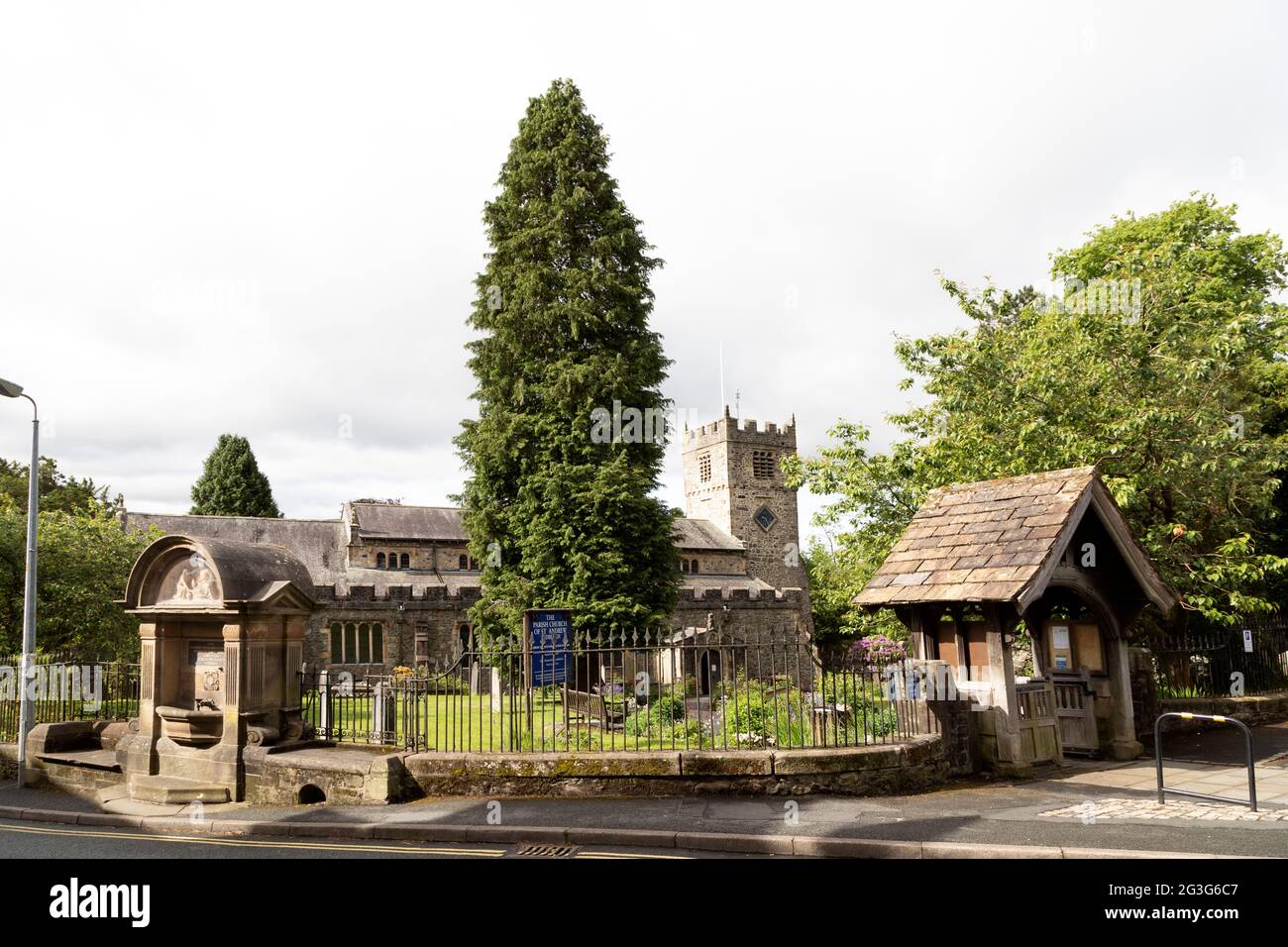 St Andrew's Church at Sedbergh in Cumbria, England. The church dates ...