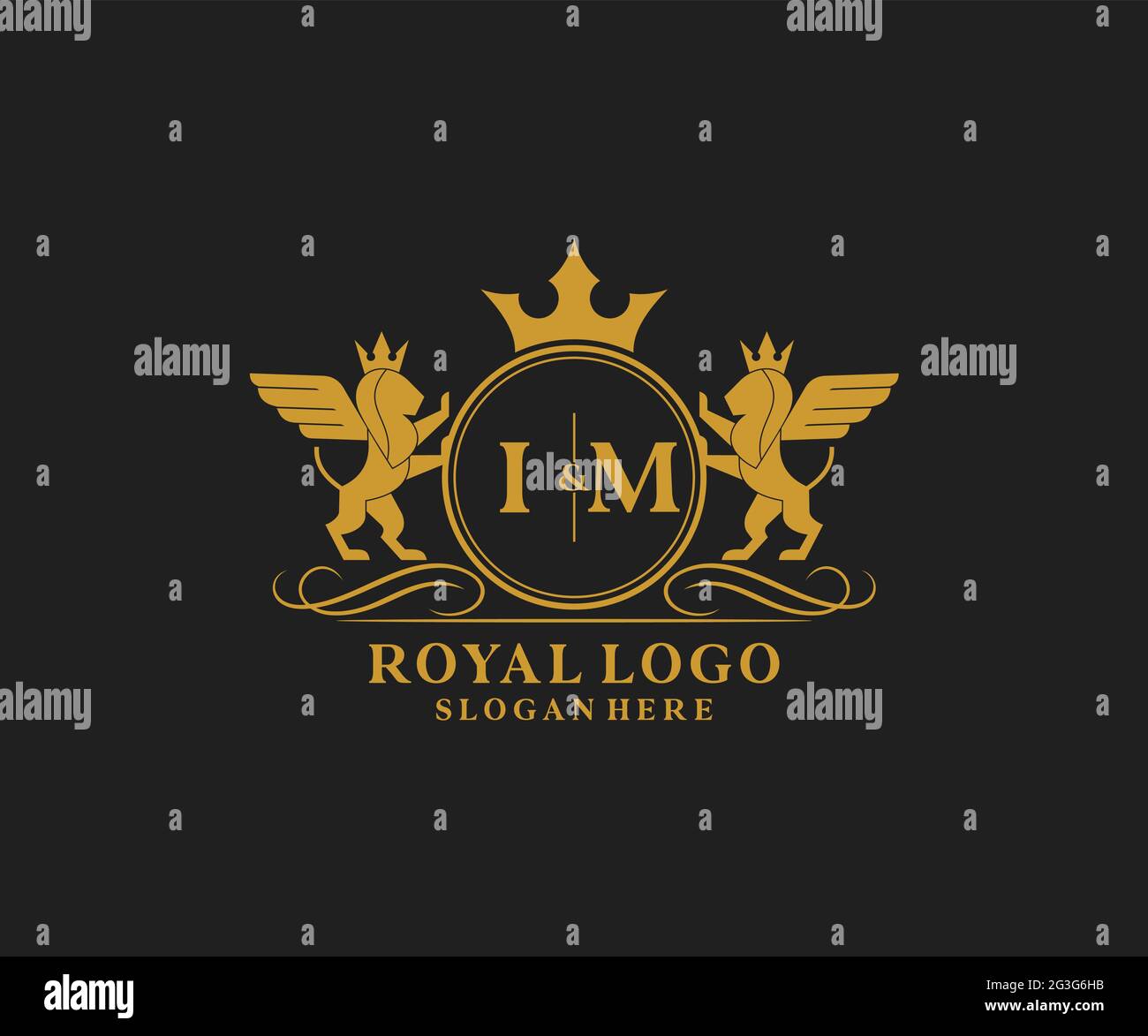 IM Letter Lion Royal Luxury Heraldic,Crest Logo template in vector art ...