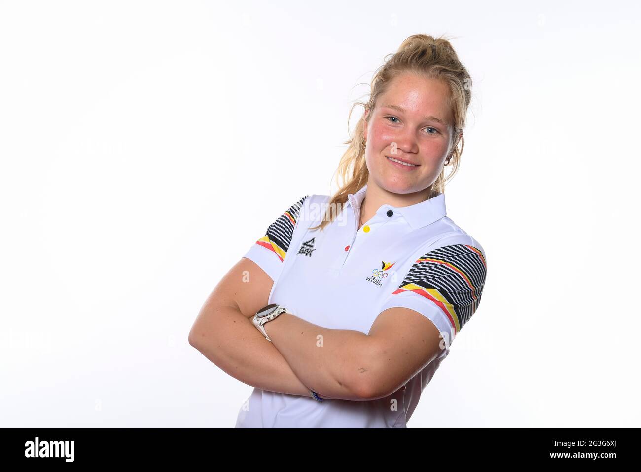 Anouk Geurts poses for the photographer at a photoshoot for the Belgian ...