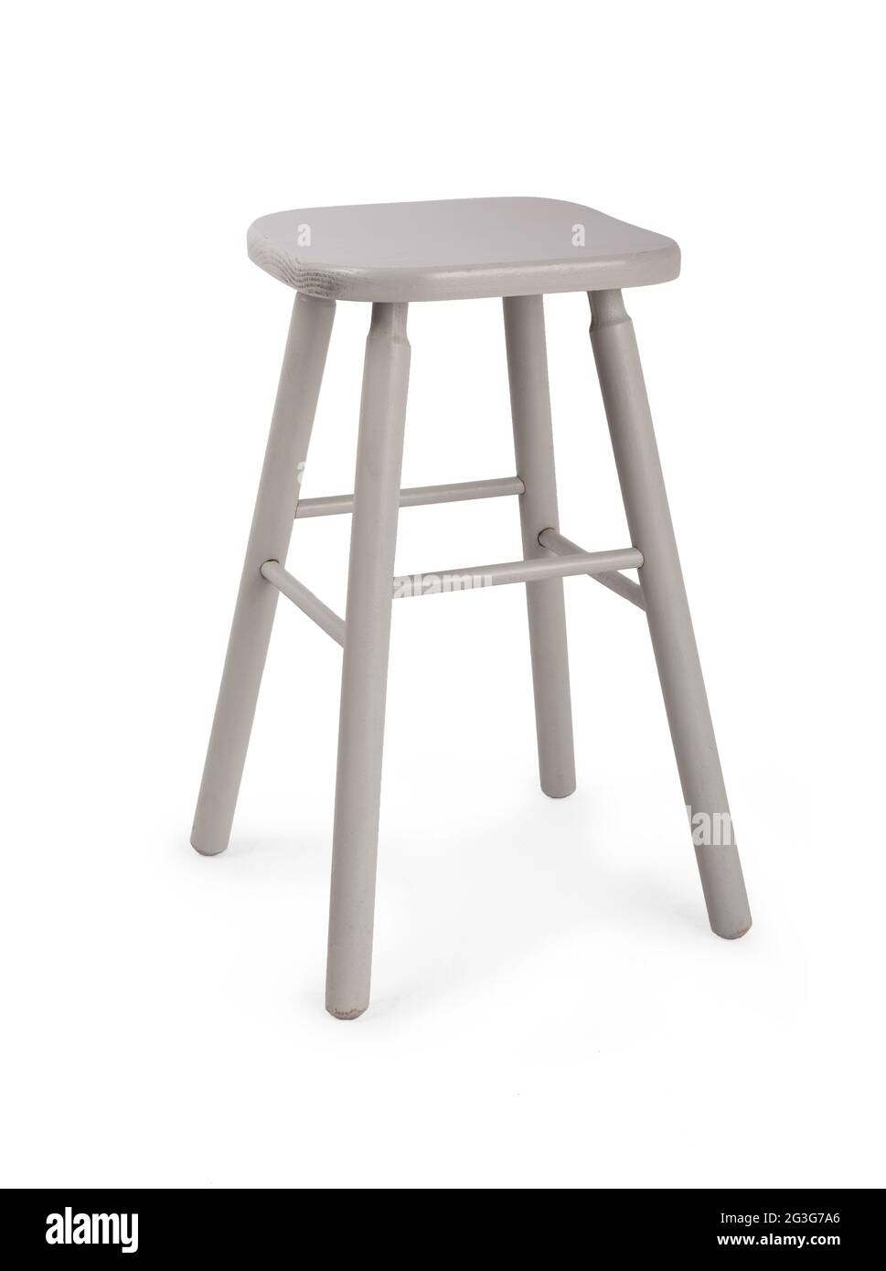 Old wooden grey stool isolated Stock Photo - Alamy