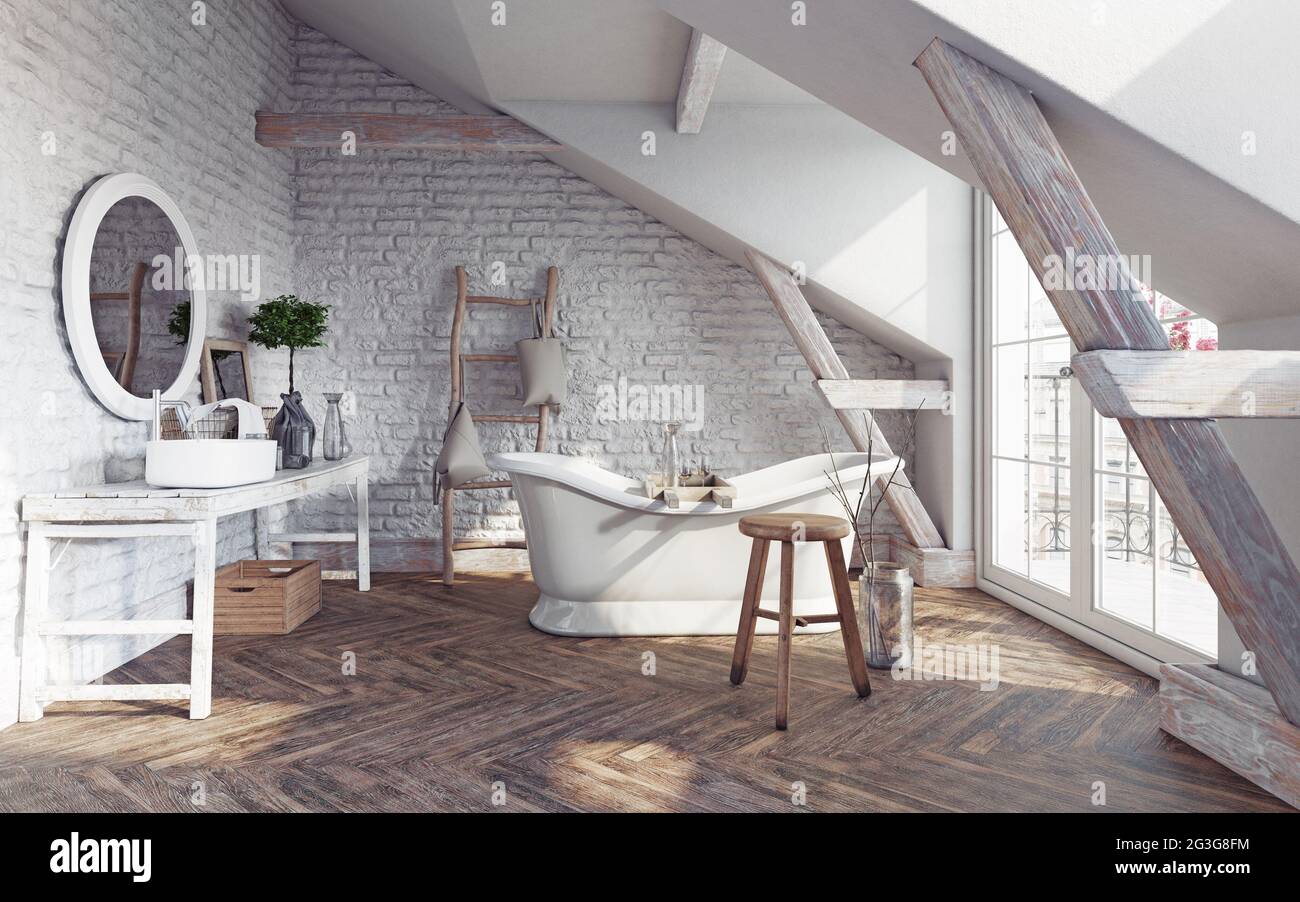 Modern loft bathroom hi-res stock photography and images - Alamy