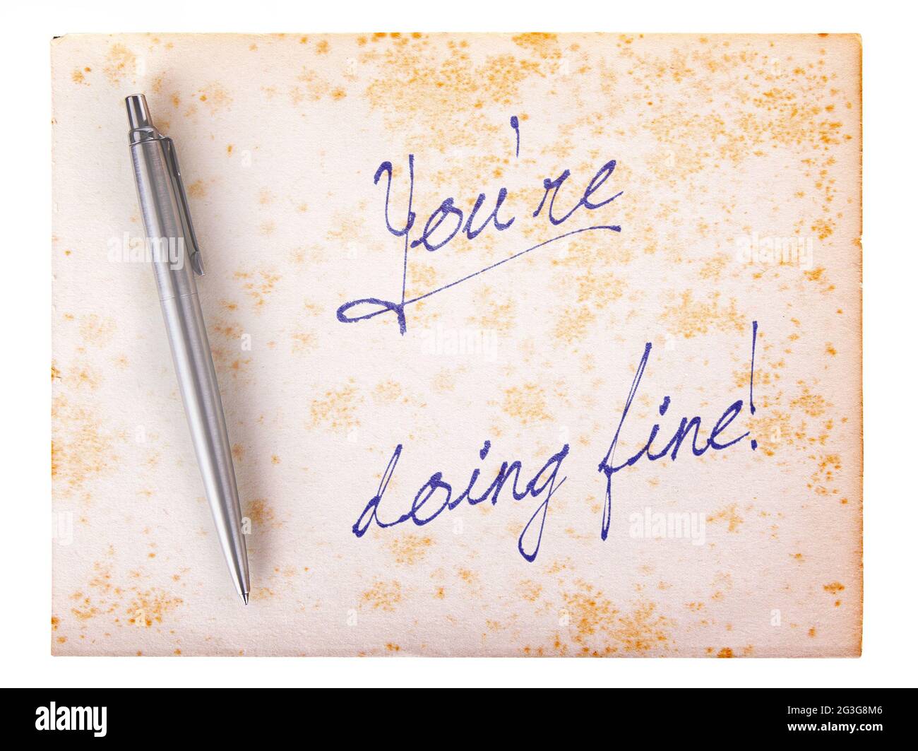 Old paper grunge background - You're doing fine Stock Photo - Alamy