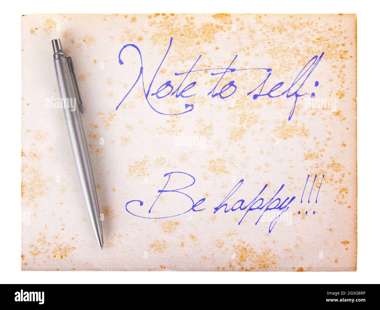 Old paper grunge background - Be happy Stock Photo - Alamy