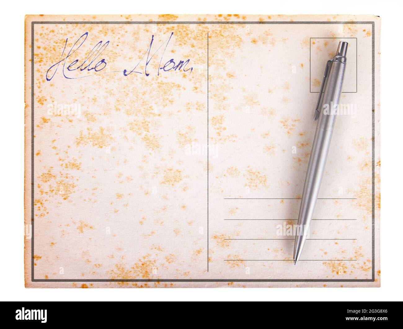 Old paper postcard - Hello mom Stock Photo - Alamy