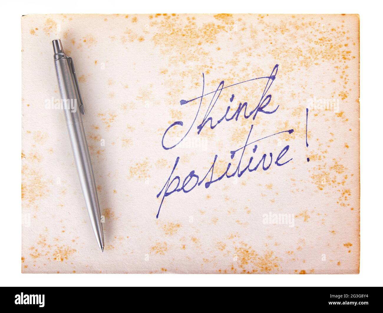 Old paper grunge background - Think positive Stock Photo - Alamy