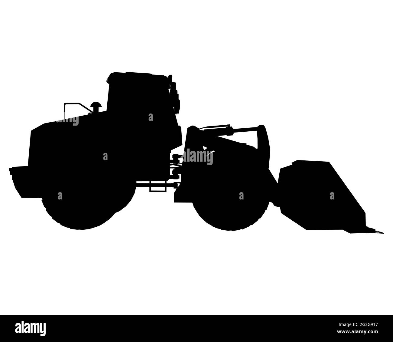 Silhouette of a bulldozer on a white background. Side view. Vector ...