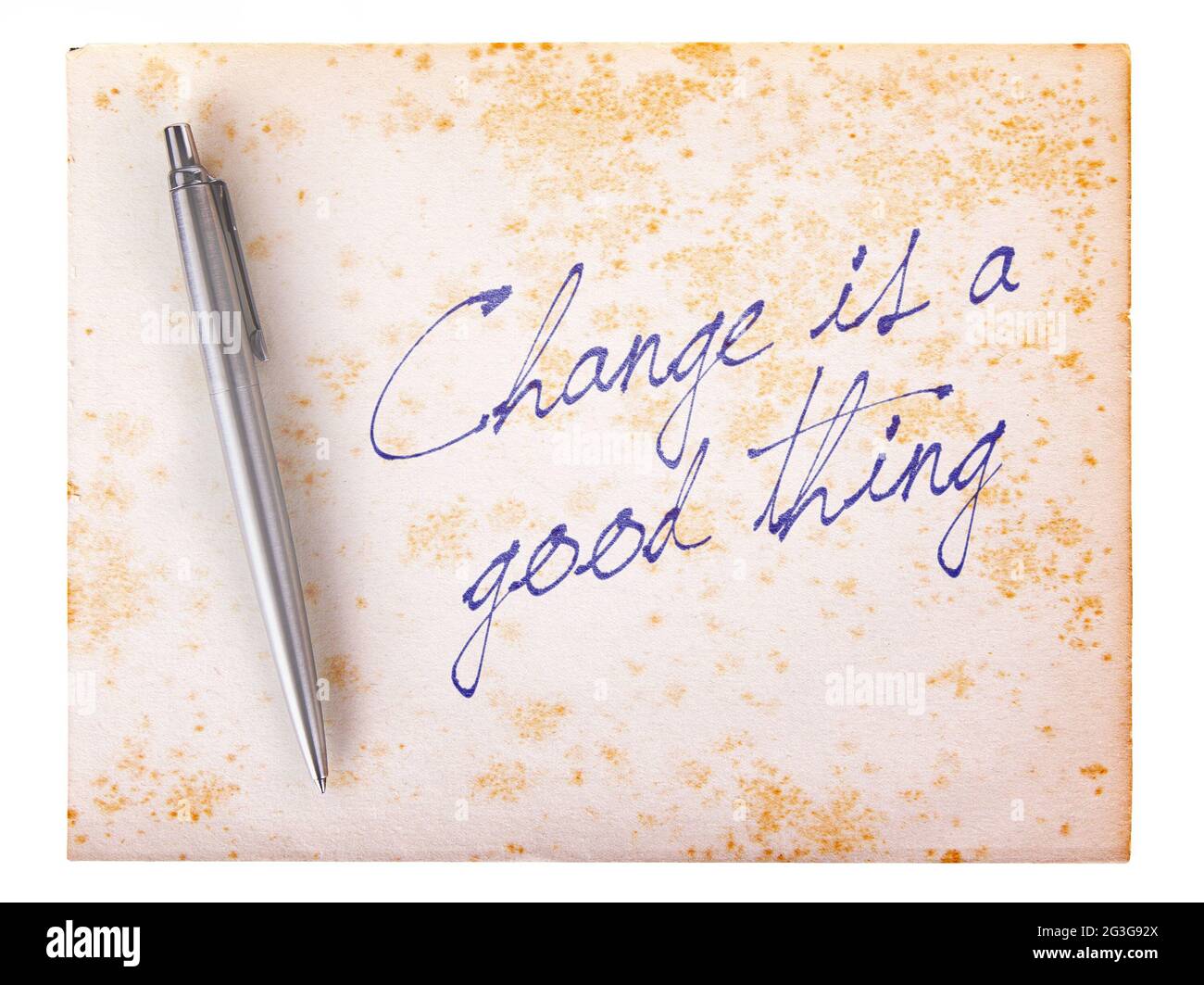Old paper grunge background - Change is a good thing Stock Photo - Alamy