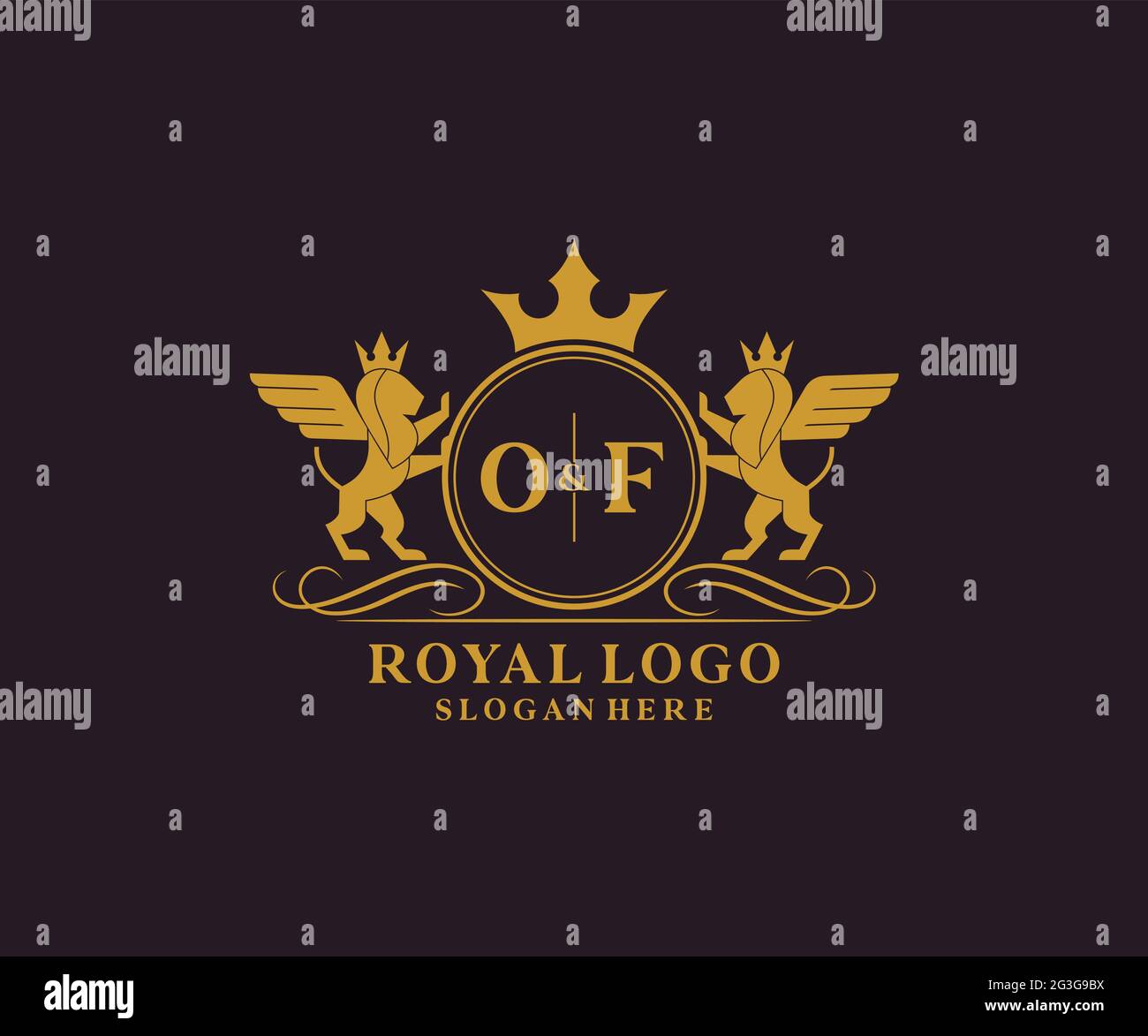 OF Letter Lion Royal Luxury Heraldic,Crest Logo template in vector art ...