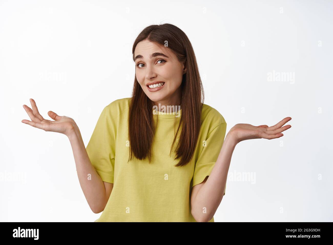 Sorry my bad, small mistake. Awkward girl shrugging and making ...